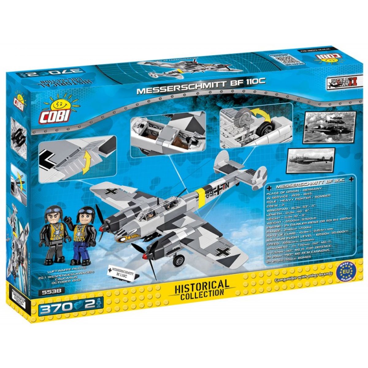 Cobi 5538 SMALL ARMY – II WW Messerschmitt BF110, 370 k, 2 f | 4KIDS.sk