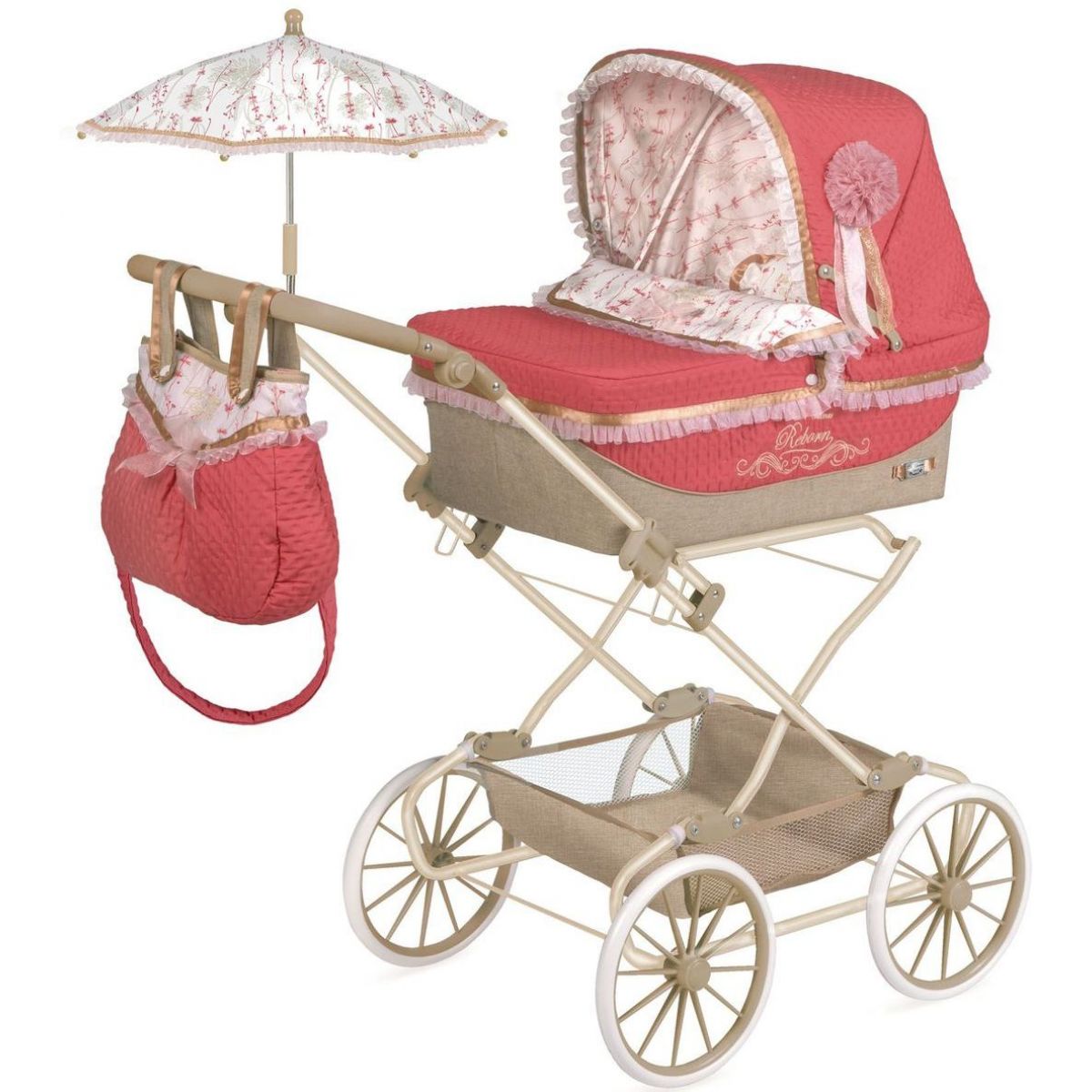 DeCuevas Skladací kočík pre bábiky Reborn so slnečníkom Martina 2020 90 ...