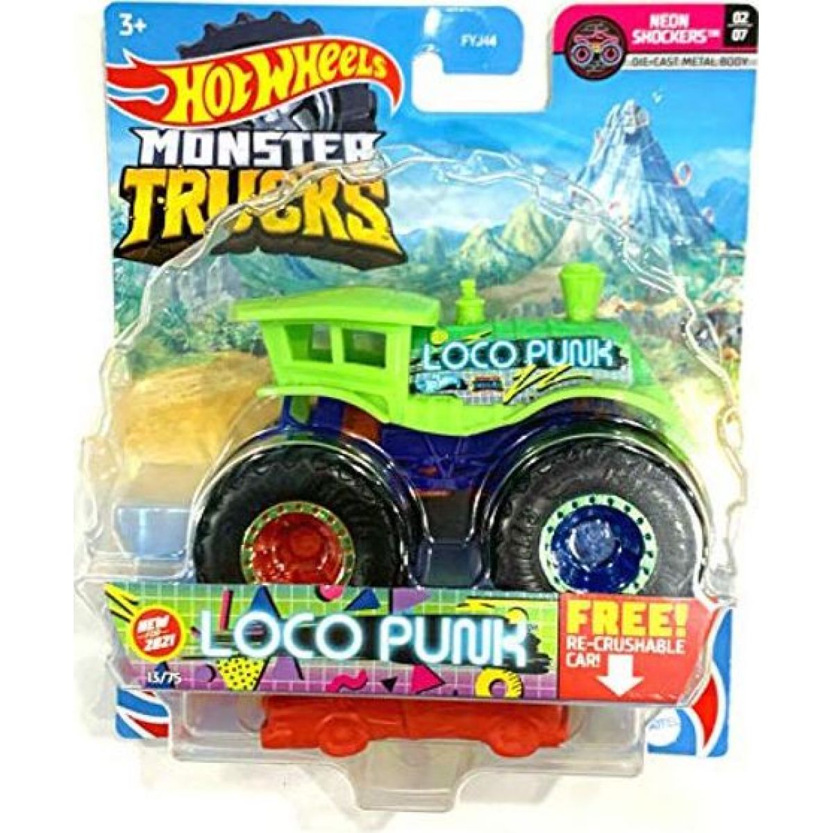 Hot Wheels Monster trucks kaskadérské kousky Loco Punk Neon Shockers ...