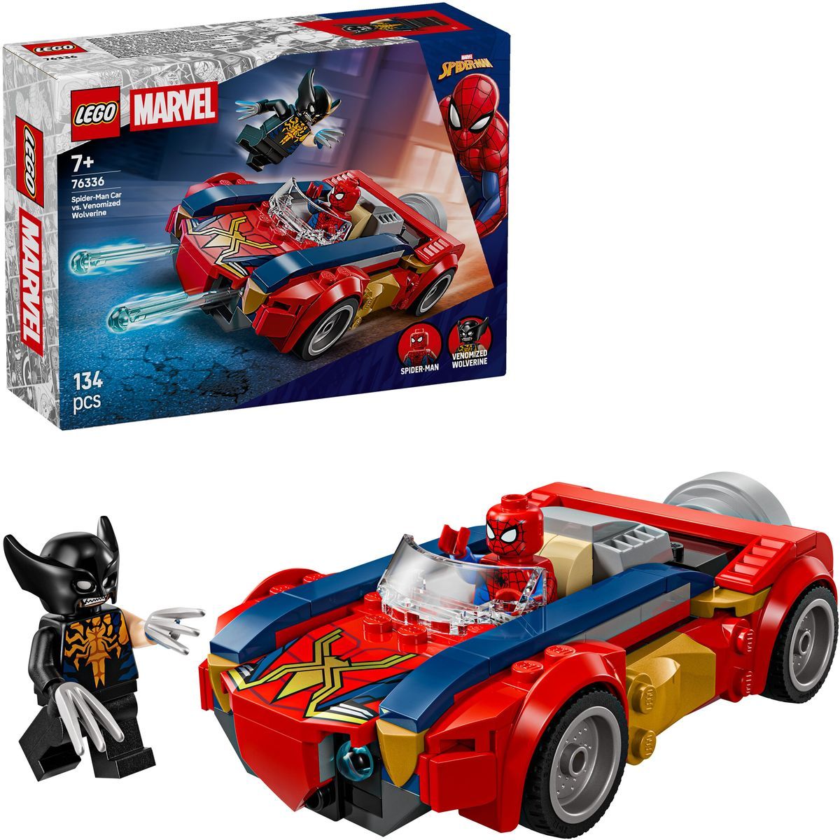 LEGO® 76336 Spider-Man a auto vs. venomizovaný Wolverine | 4KIDS.sk